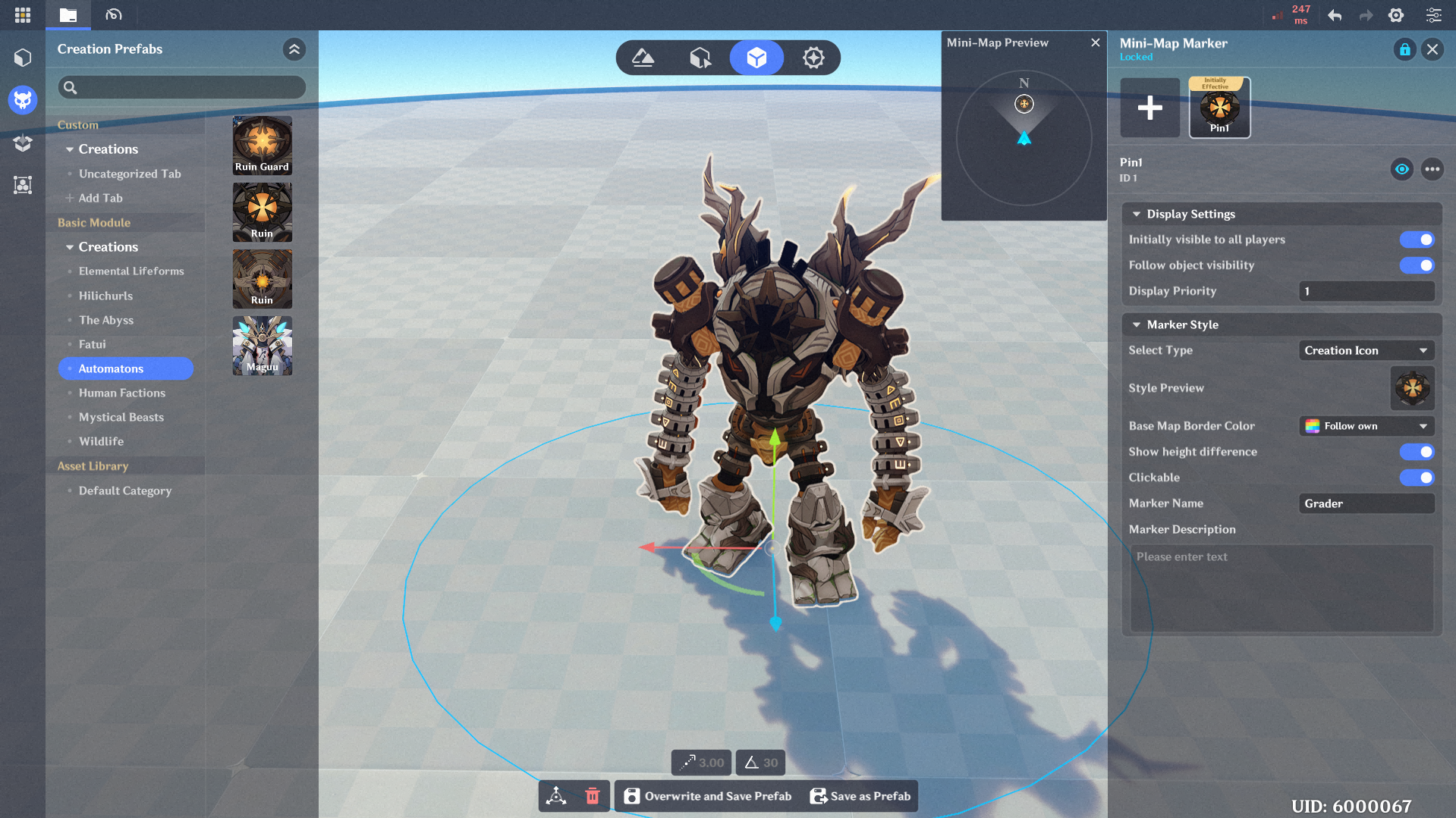 3. Add a collision trigger component to the mechanism in In-Game Editor