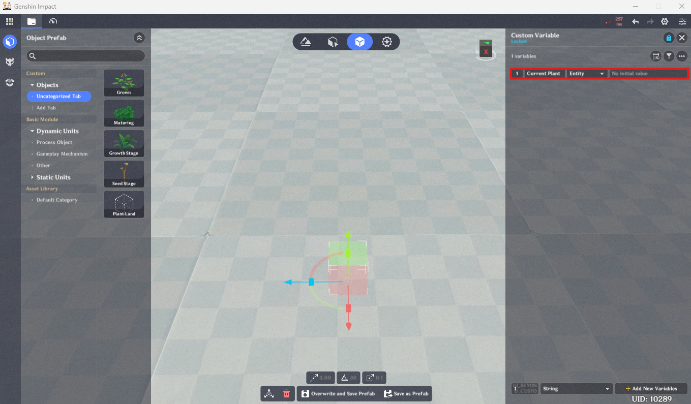 2. [In-Game Editor] Selection of Visual Effects for Plant Growth