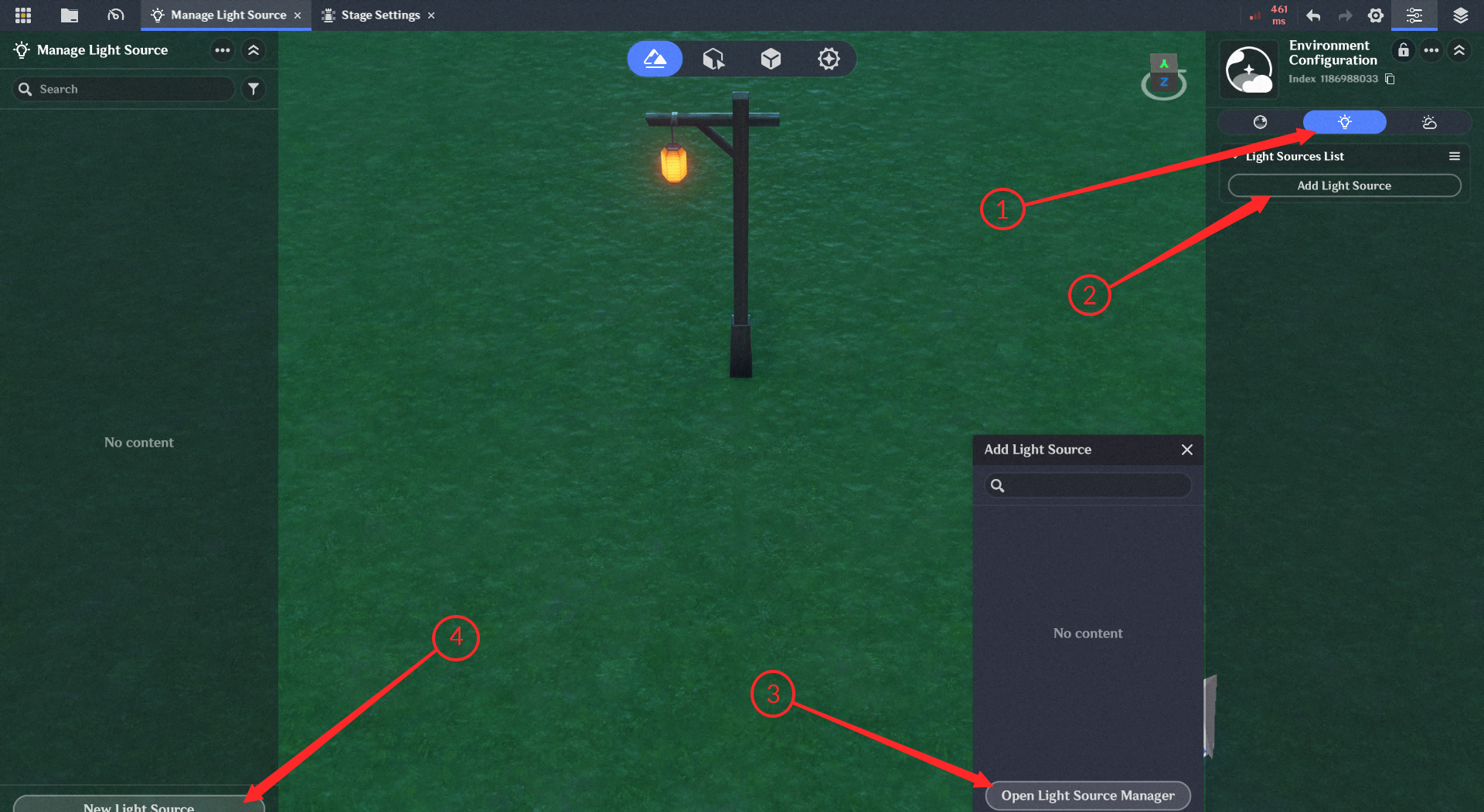 In Manage Light Source, you can make detailed settings for the light ...