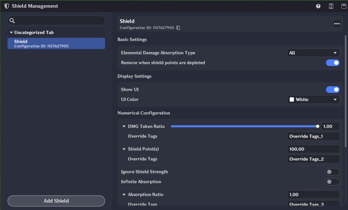 Click [Add Shield] to create a new shield template