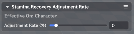 Adjusts Stamina recovery efficiency after Stamina is depleted. A value ...