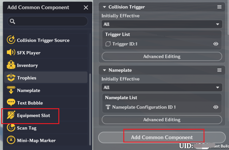 The component interface is shown below